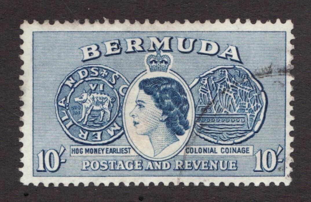 1953-58 Bermuda Sc# 161 - 10sh, QEII Definitive - Colonial Coinage ...