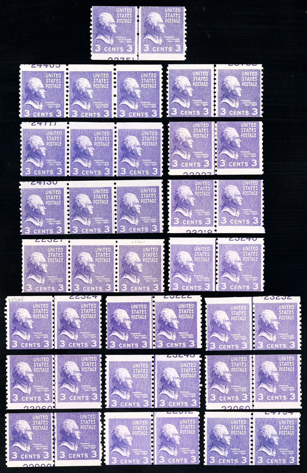 US Stamps # 842 18 Partial Plate Number Line Pairs | United States ...