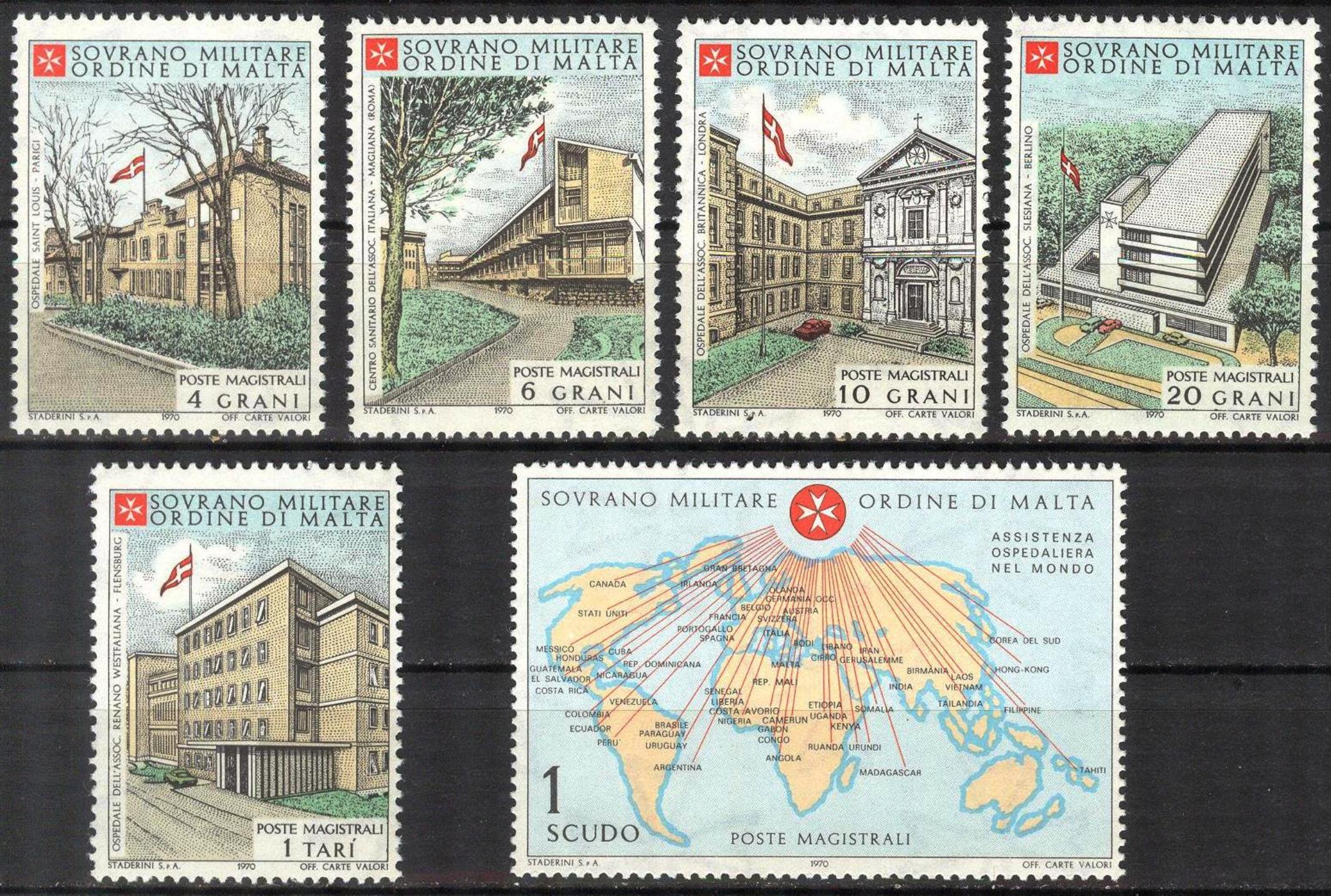 Sovereign Military Order of Malta 1970 Architecture Maps Flags set of 6 ...