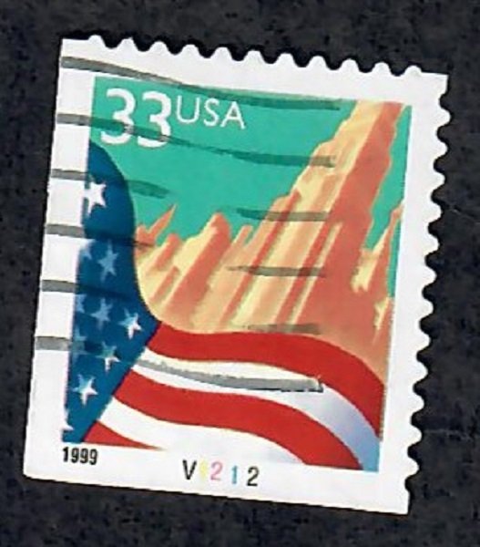US #3278 Flag over City Used Booklet Single plate #V1212 booklet pnc ...