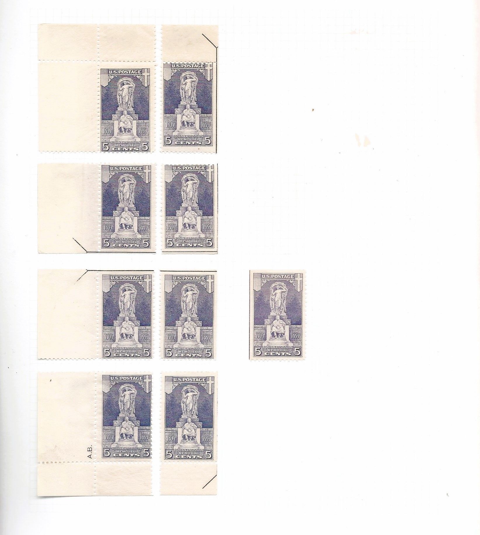 United States Erickson - 34 Stamp Professional Display - See scans ...