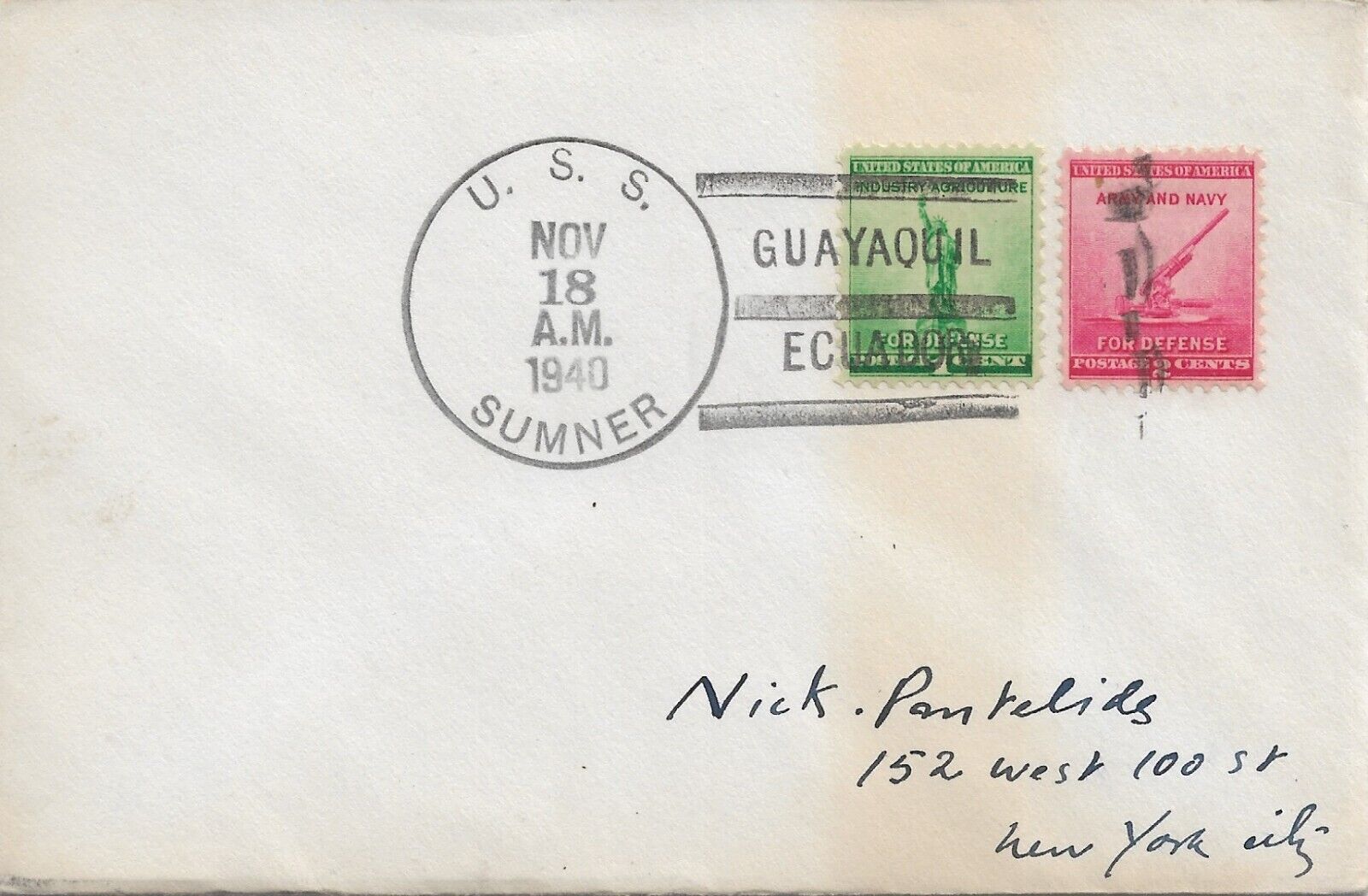 USS Sumner DD-333, Guayaquil, Ecuador to New York, NY 1940 (N8216 ...