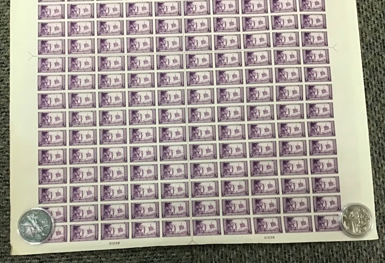 Farley special printing US #755 Wisconsin 3c imperf. Full Mint Sheet Of ...