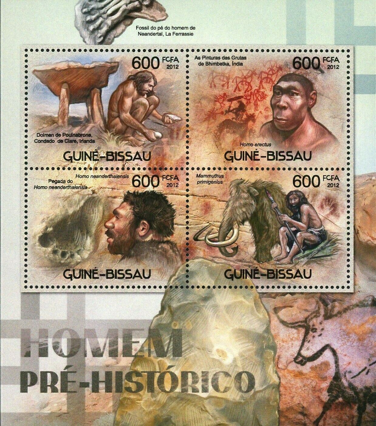Prehistoric Humans Stamp Neanderthal Homo Erectus Fossil S/S MNH #5981 ...