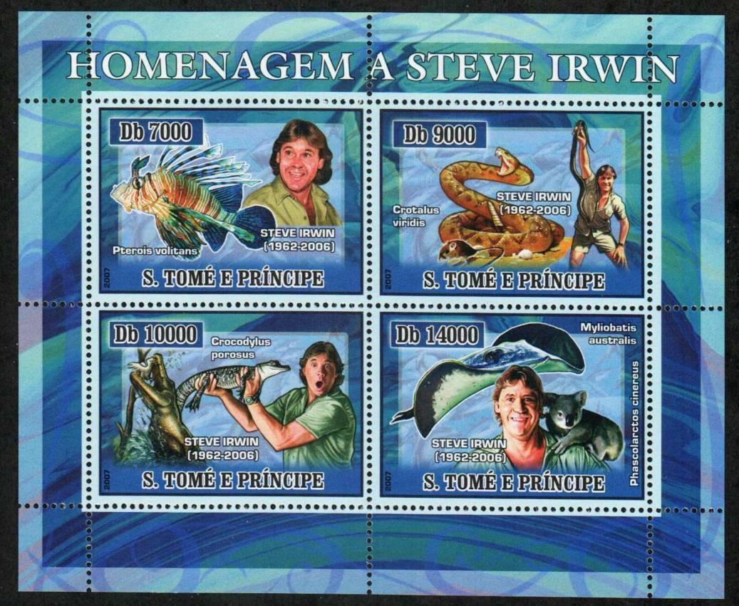 Saint Thomas & Prince Stamp 1677 - Steve Irwin memorial | Caribbean ...