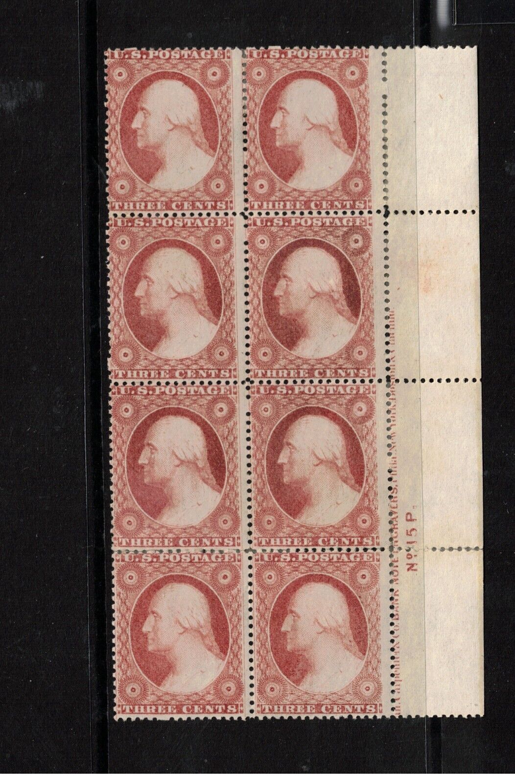 USA #26 Mint Fine Imprint Block Of Eight Full Original Gum Hinged ...