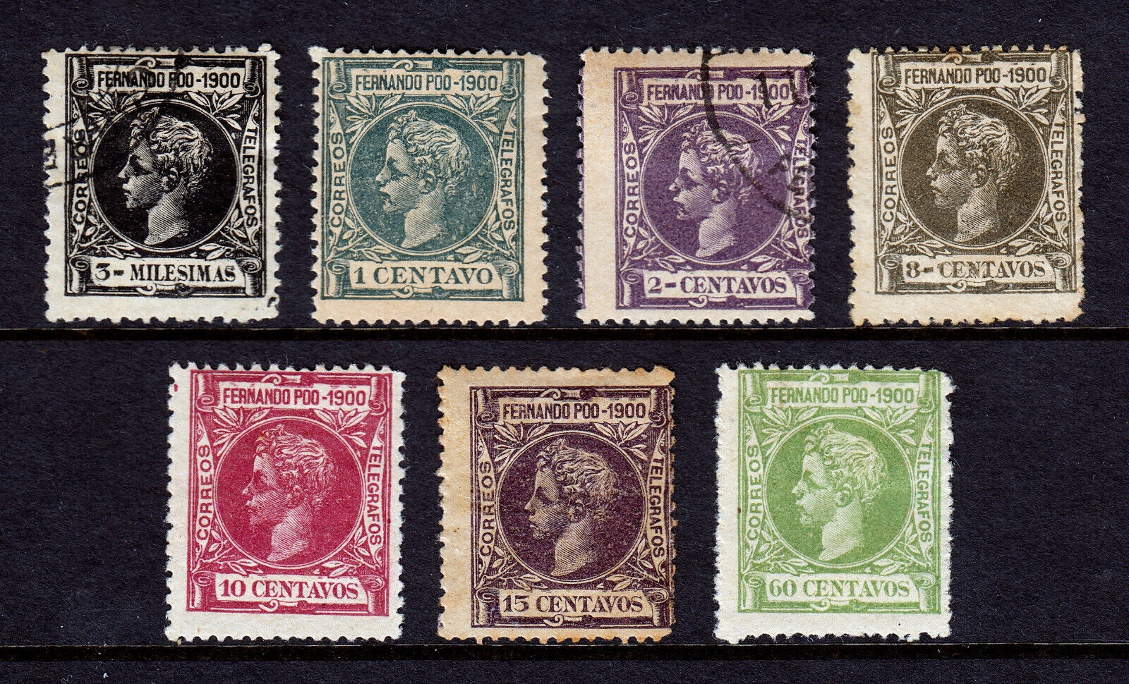 Fernando PO — Scott 68/82 — 1900 King Alfonso Xiii Issue — MH/Used ...