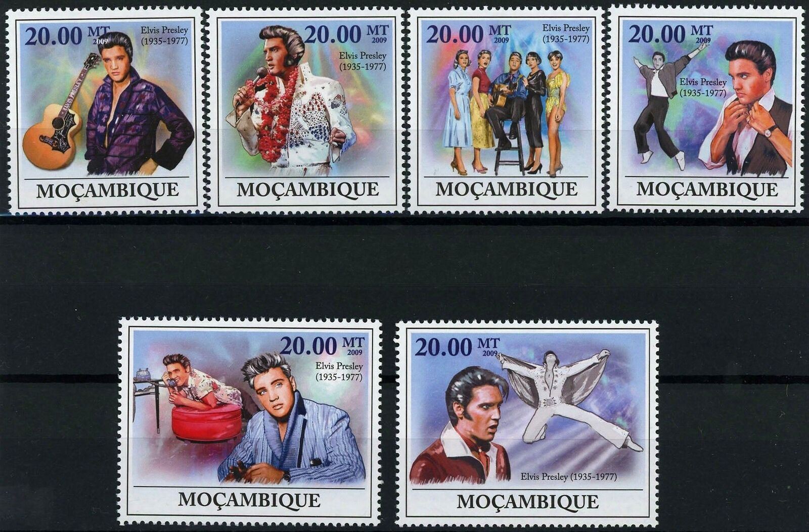 Elvis Presley Rock n' Roll Singer Famous People Serie Set of 5 Stamps ...