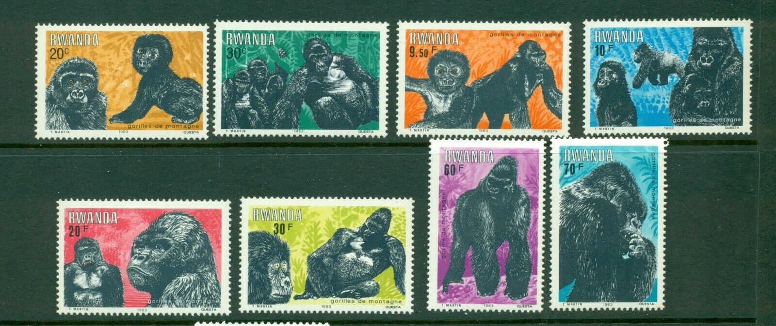 Rwanda #1158-65 VFMNH (1983 Gorillas set) CV $10.55 | Africa - Rwanda ...