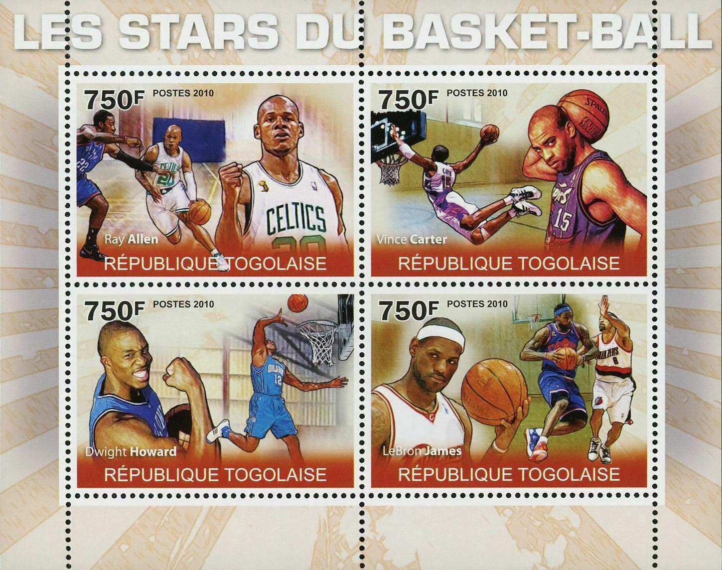 LeBron James Stamp Basketball Stars Sport Souvenir Sheet of 4 Mint NH ...