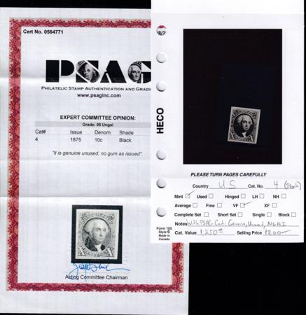 US 4 Early Classics With PSAG Cert: Genuine, Unused, NGAI | United ...