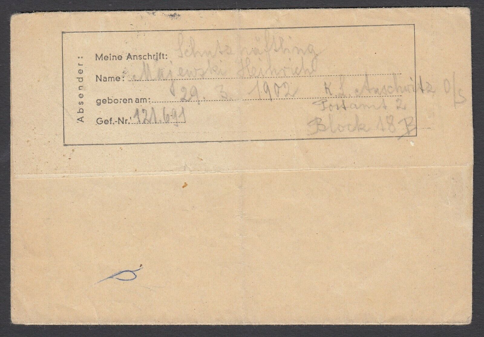 Germany - 1943 Auschwitz Concentration Camp Stationery from Polish ...