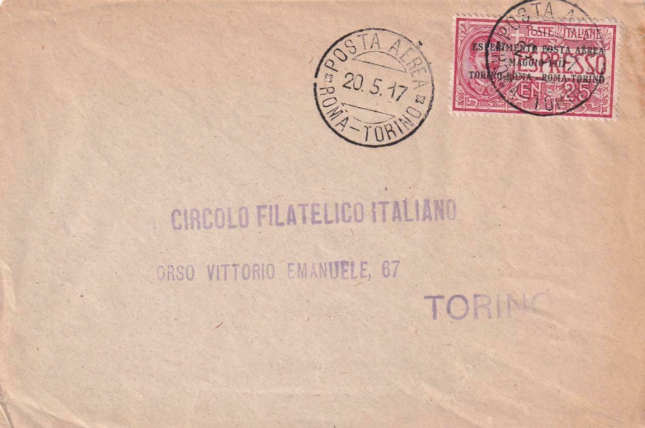 1917, 1st Flt., Rome to Torino, Italy (41874) | Europe - Italy, Stamp ...