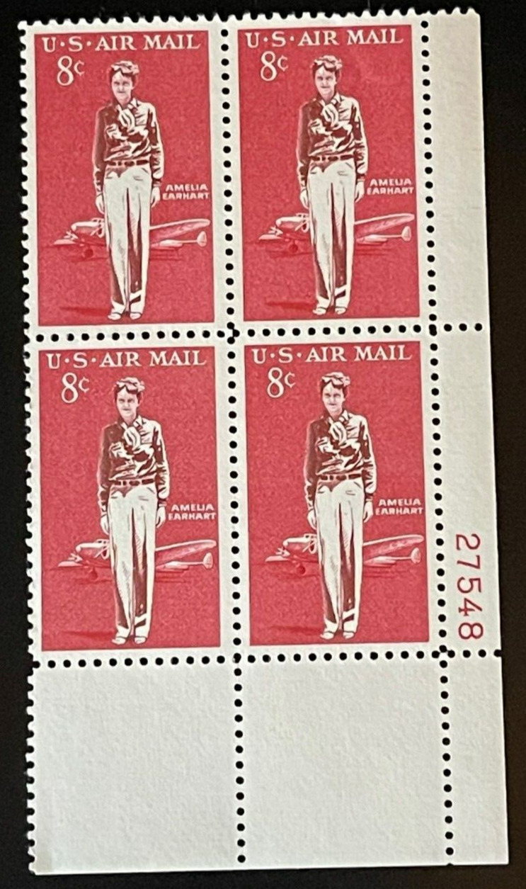 Scott#: C68 - Amelia Earhart and Lockheed Electra 1963 8c Plate Block ...