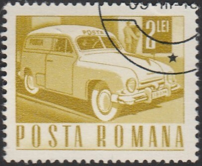 Romania 1968 Sc#1982, SG#3523 2L Yellow Mail Van UNUSED-VF-OG-NH ...