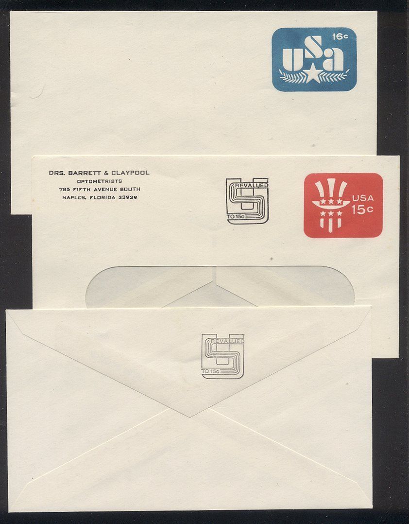 U.S. #U586a, 86b, 86c Mint Entires - 1978 15c Revalued Varieties / HipStamp