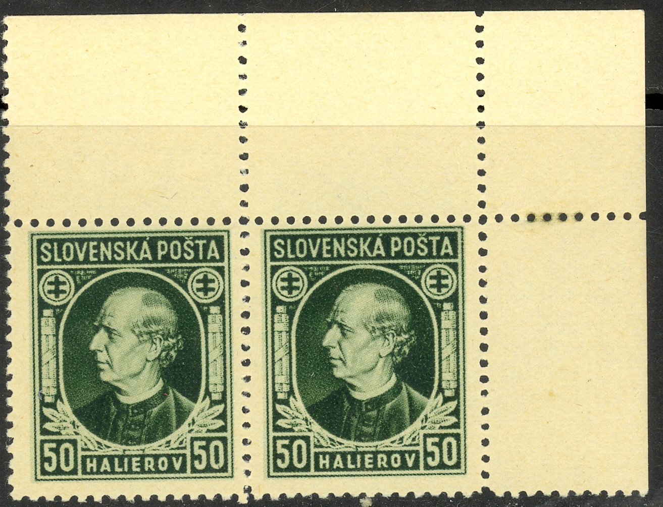 SLOVAKIA 1939 50h Andrej Hlinka Portrait Issue PAIR Sc 30 MNH / HipStamp