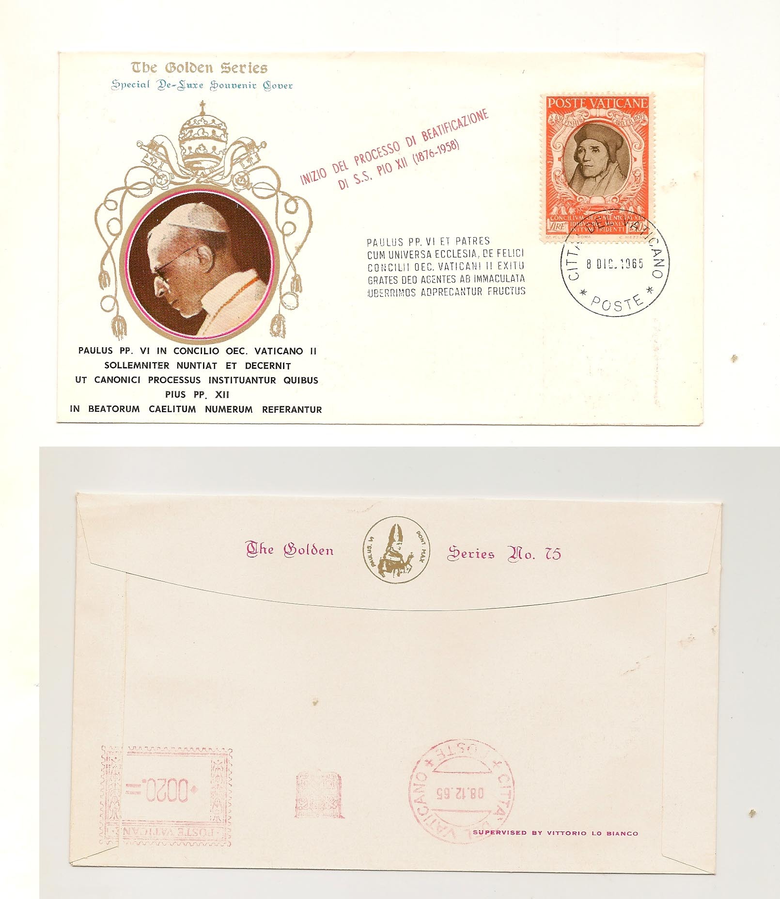 Poste Vaticane Stamps Cover the Golden Series 76 -1965 # Julio MC1 ...