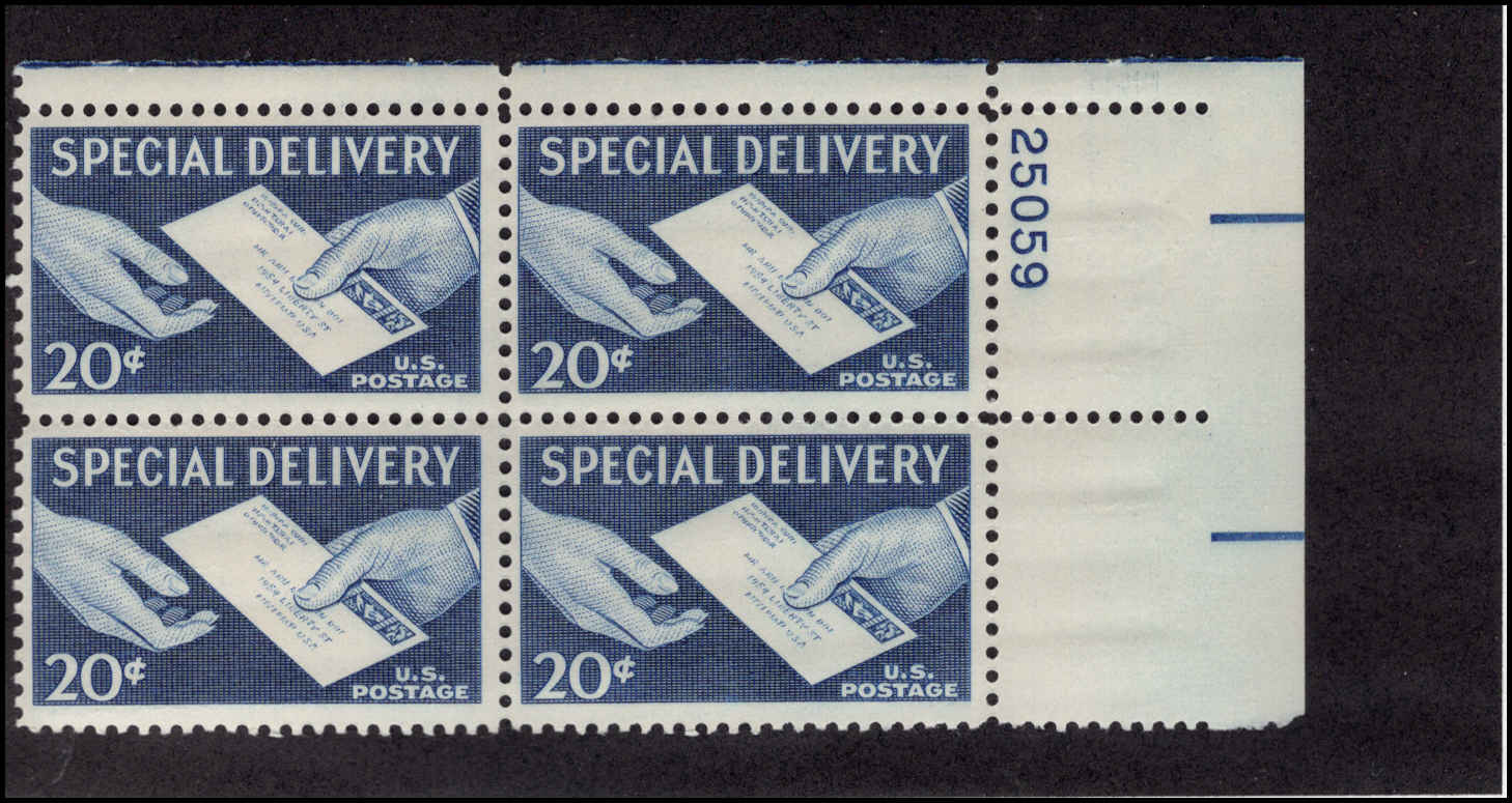 US #E20 Letter & Hands MNH UR Plate Block #25059 Durland $3.00 | United ...
