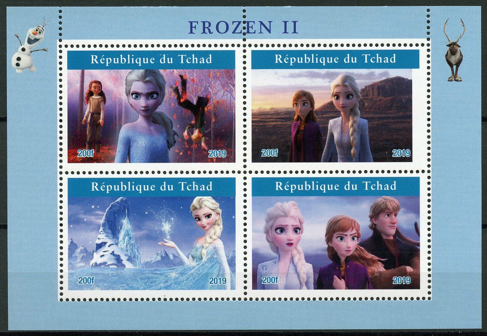 Disney Stamps Chad 2019 MNH Frozen 2 Elsa Olaf Cartoons Animation 4v M ...