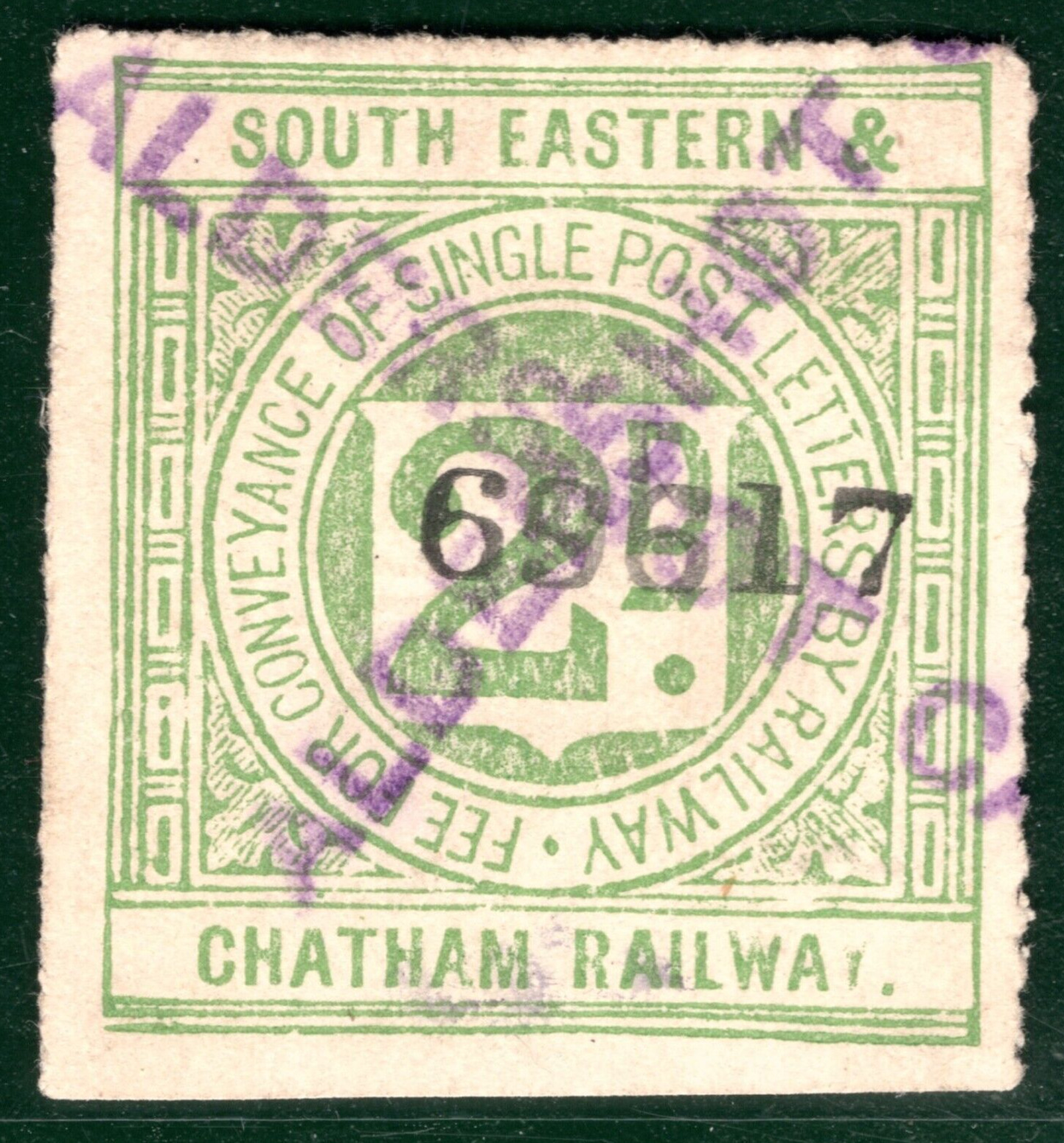 GB Hants SECR RAILWAY Letter Stamp 2d *ALDERSHOT* STATION {ex Lacy ...