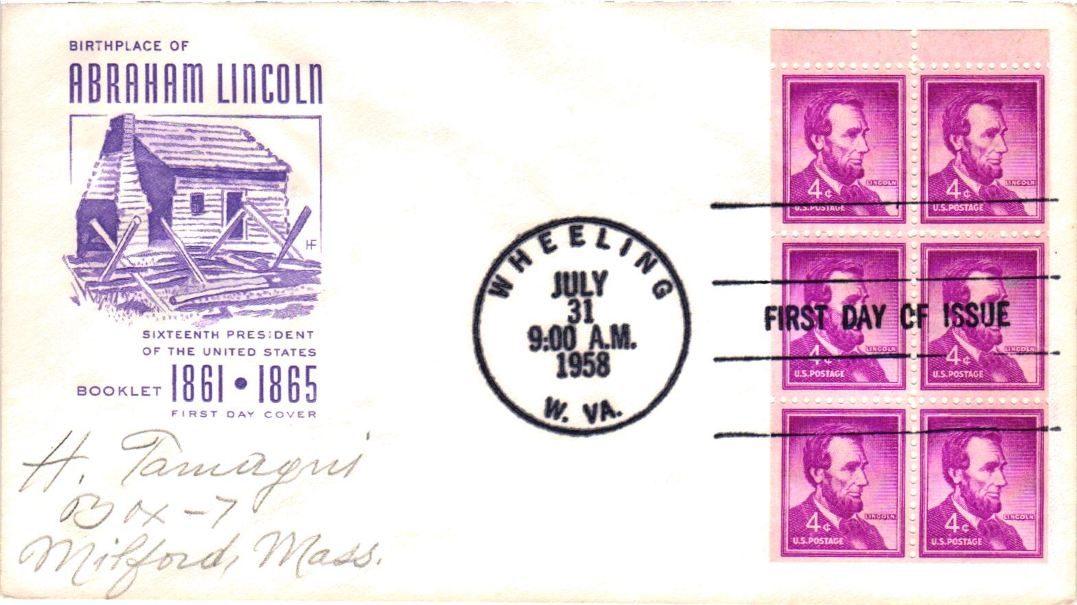 #1036a Abraham Lincoln booklet pane – House of Farnam Cachet | United ...