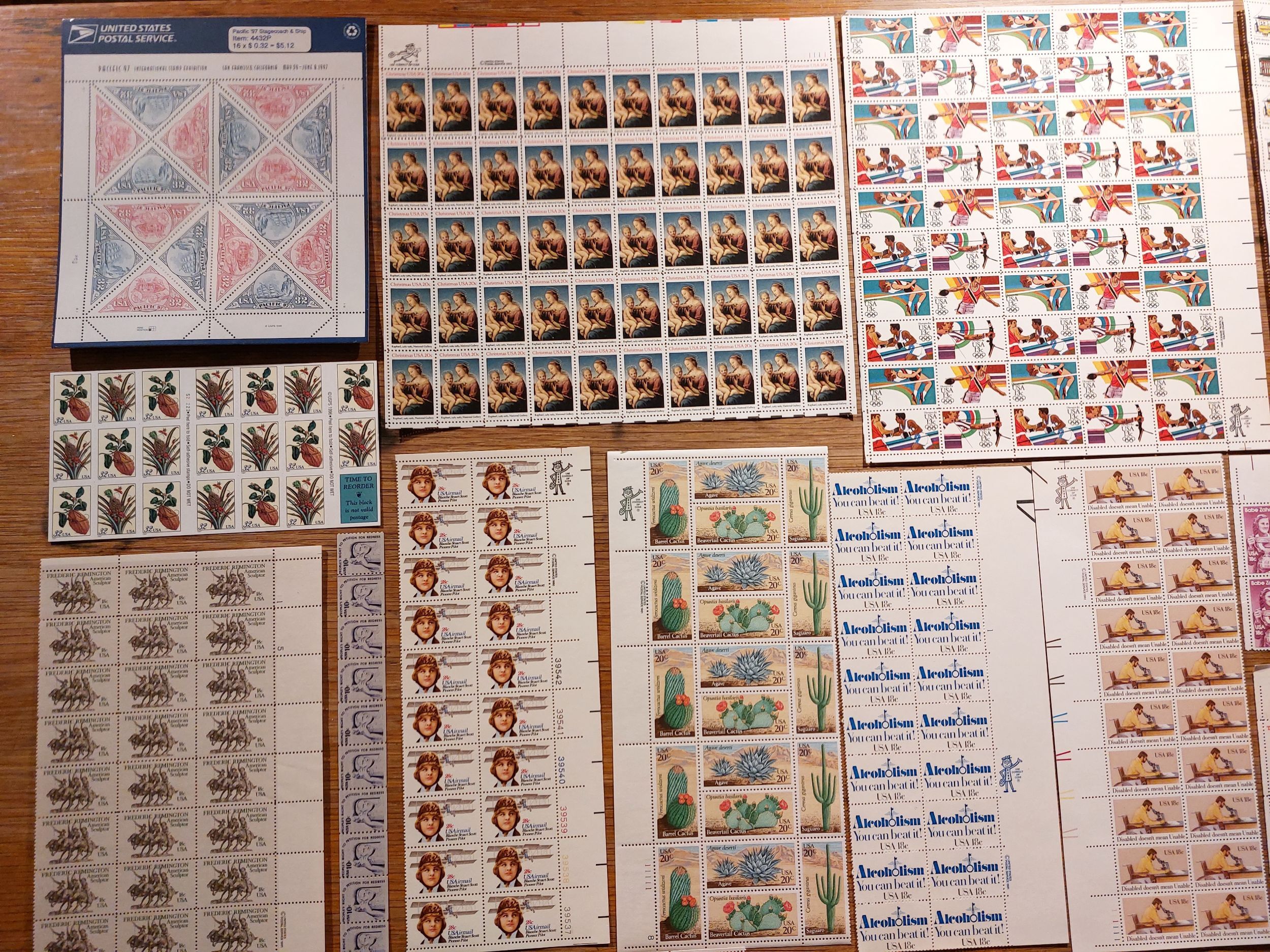 USA 1970-1990. Postage: stamps, sheets, booklets, valid Face value 100 ...