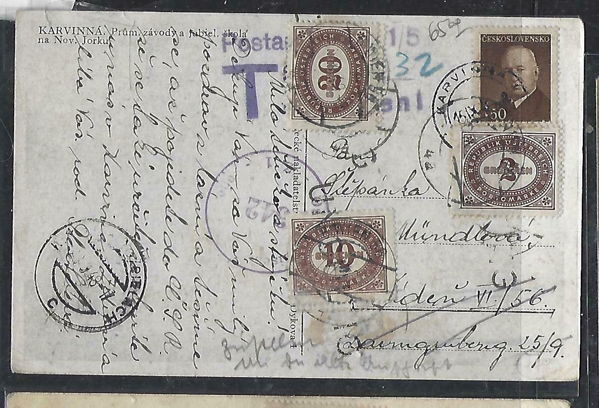 Austria Cover (P0812Bb) Censor PPC From Czech Post DUE 2g+10g+20g ...