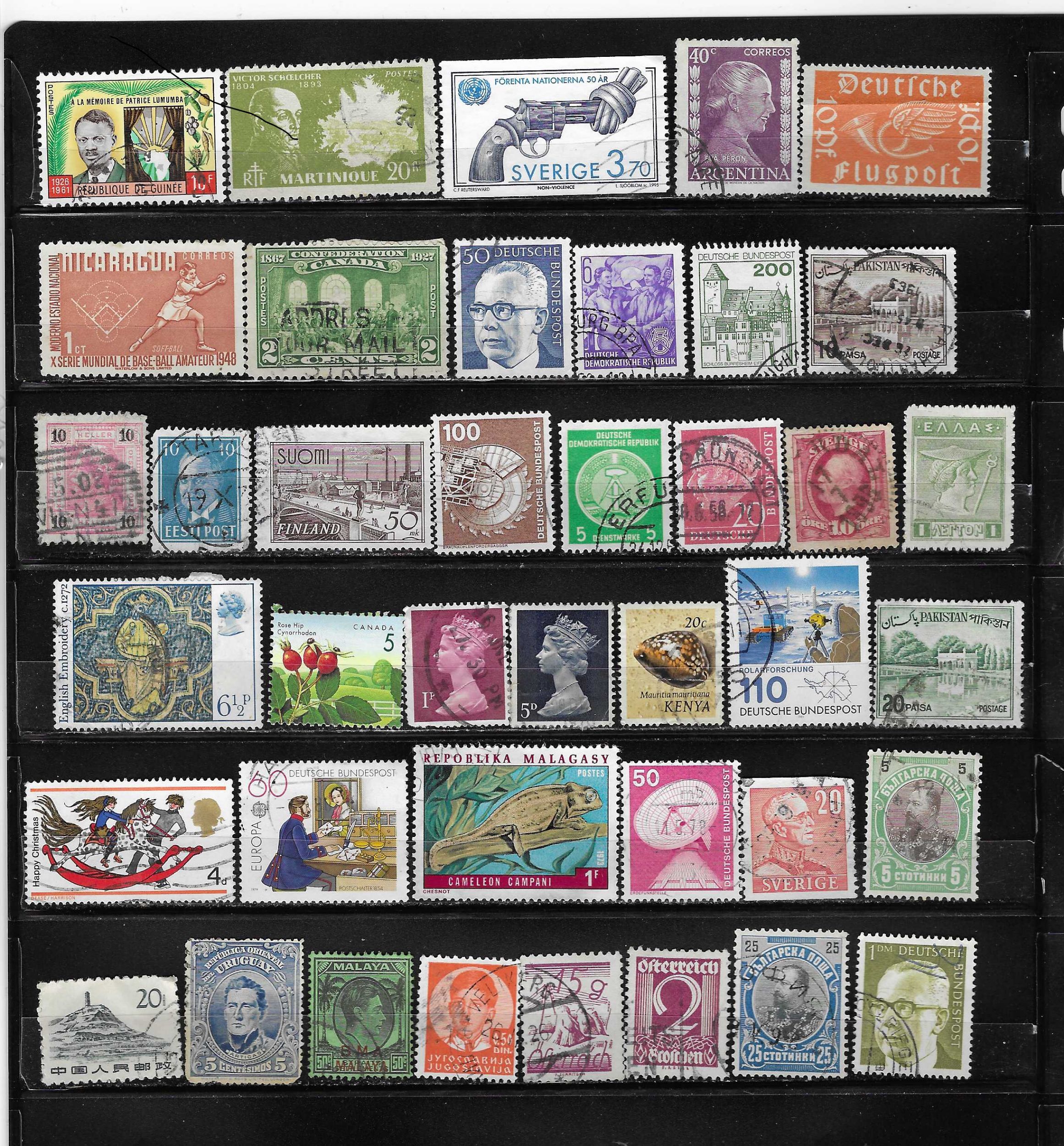 World Wide Collection of 40 Different Old Used Off Paper Stamps ...