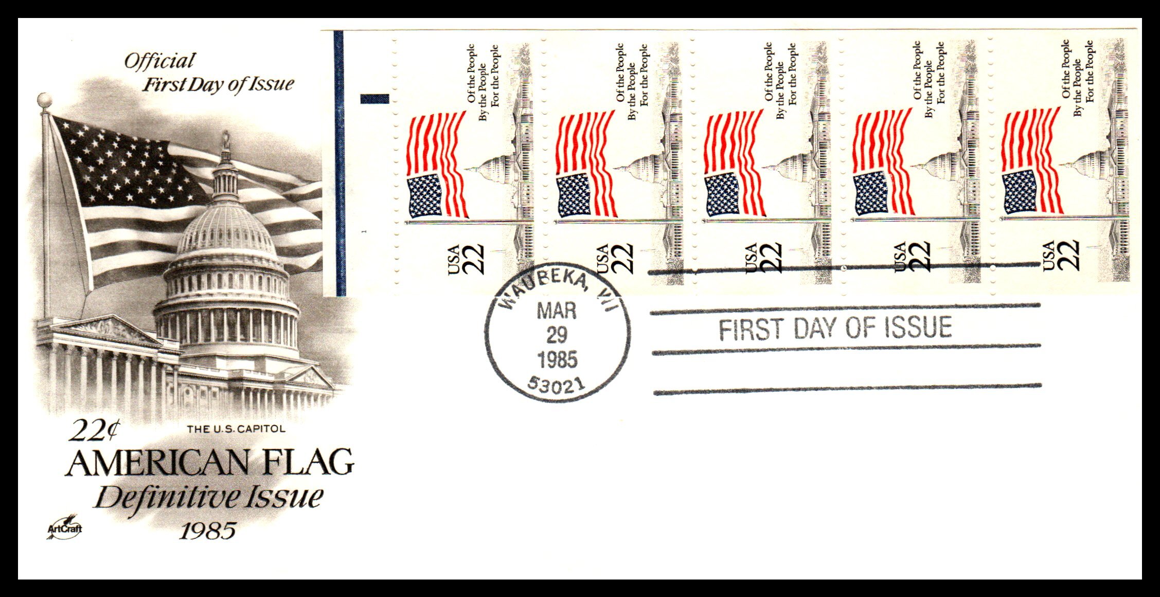 US 2116a Flag Over Capitol Booklet Pane Artcraft U/A FDC | United ...