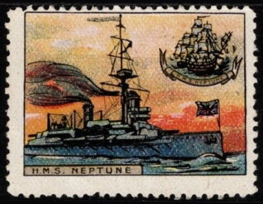 1914 WW One France Delandre Poster Stamp Battleship HMS Neptune ...