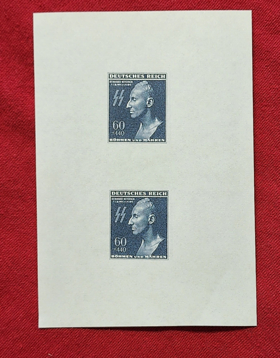 WW2 WWII German Third Reich Heinrich Heydrich death mask stamp souvenir ...