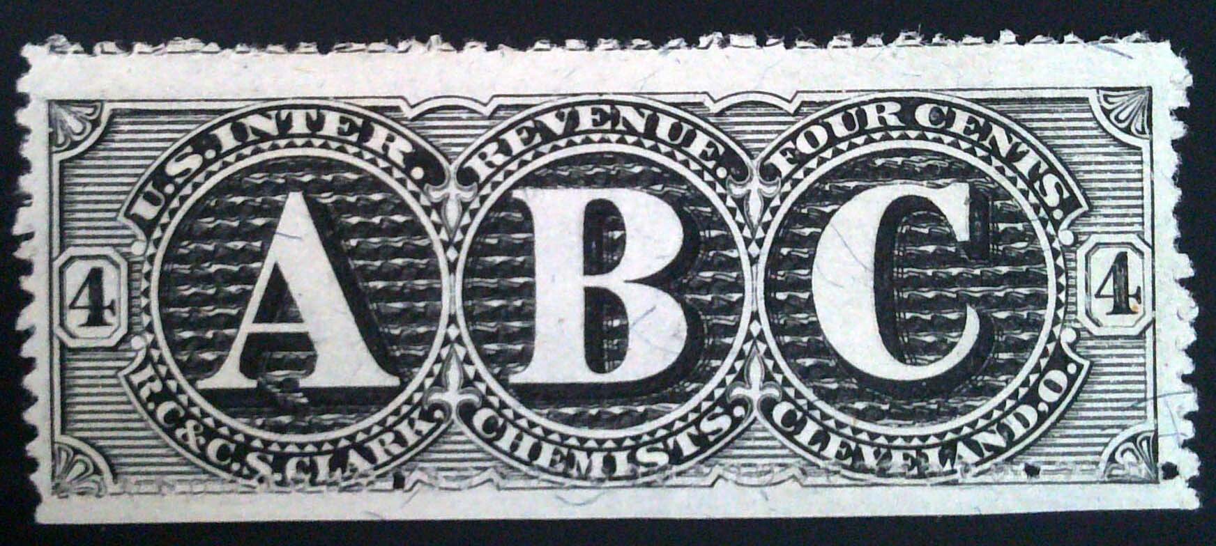 Scott #RS58b - 4c Black - Silk Paper - R.C.&C.S.Clark | United States ...