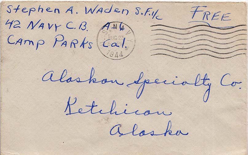 United States Fleet Post Office Soldier's Free Mail 1944 U.S. Navy 42nd ...