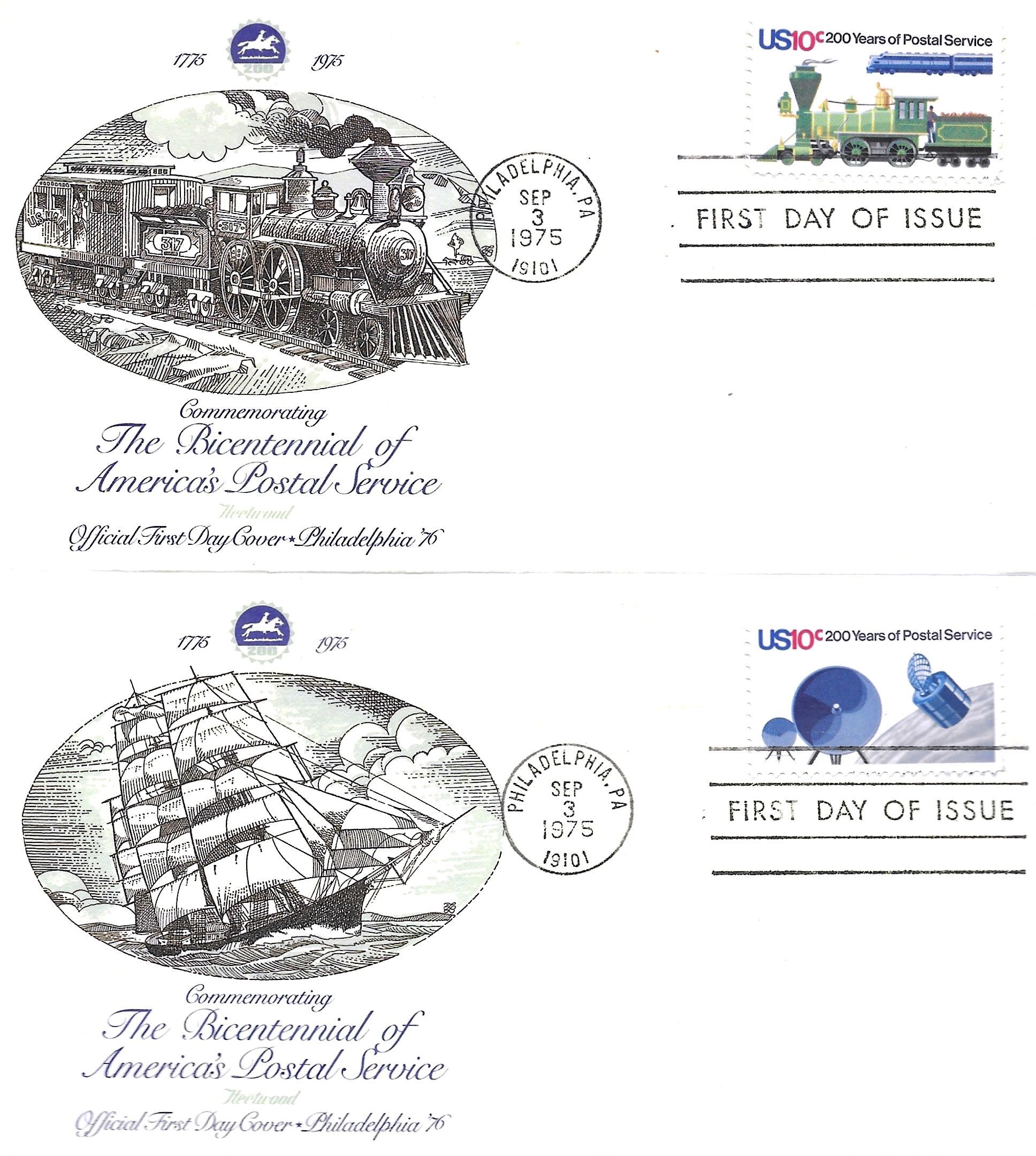 1975 FDC, #1573-1575, 10c 200 Years of Postal Service, Fleetwood (4 ...