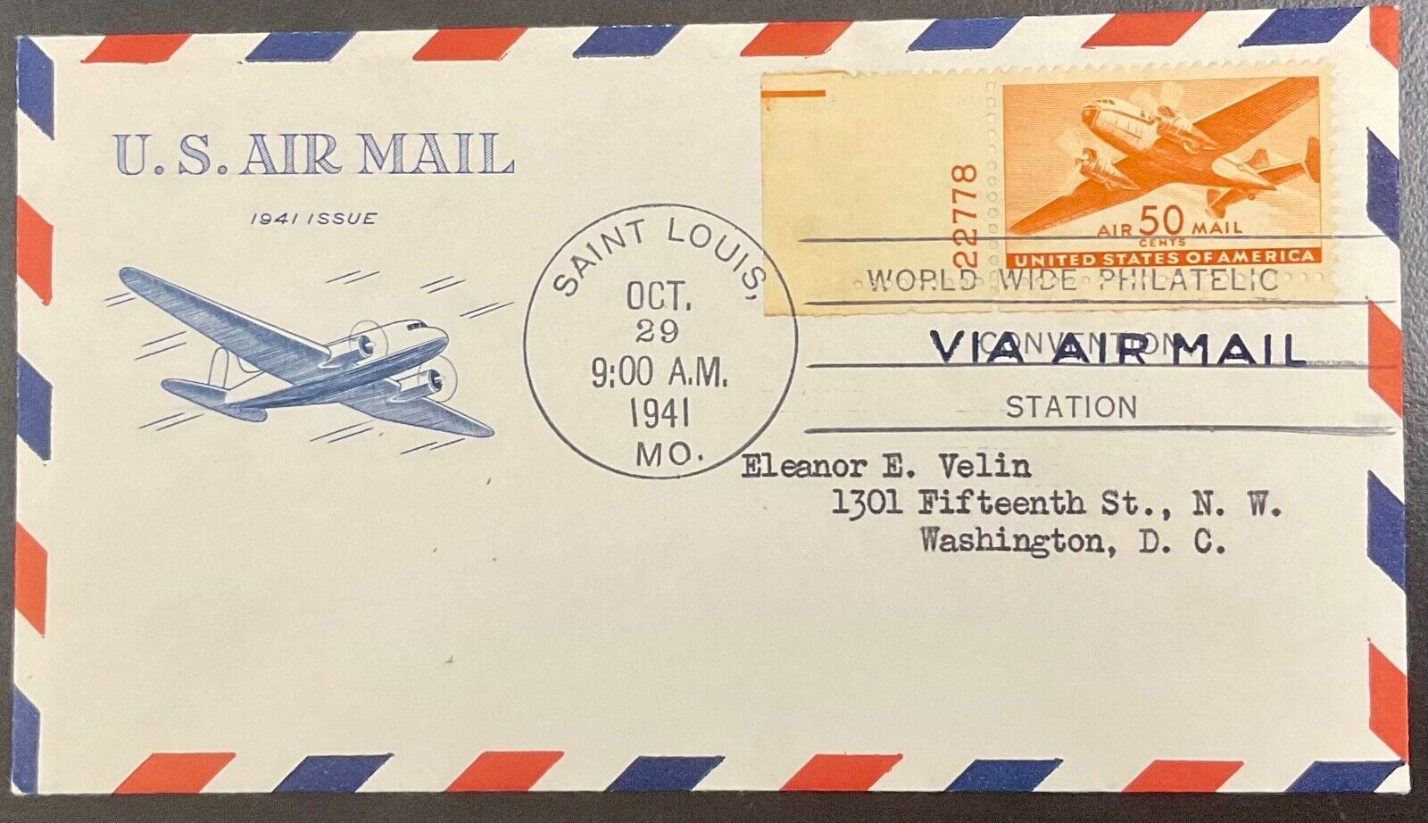 C31 Grimsland 50 c Airmail Twin-Motored Transport Plane FDC Single w ...