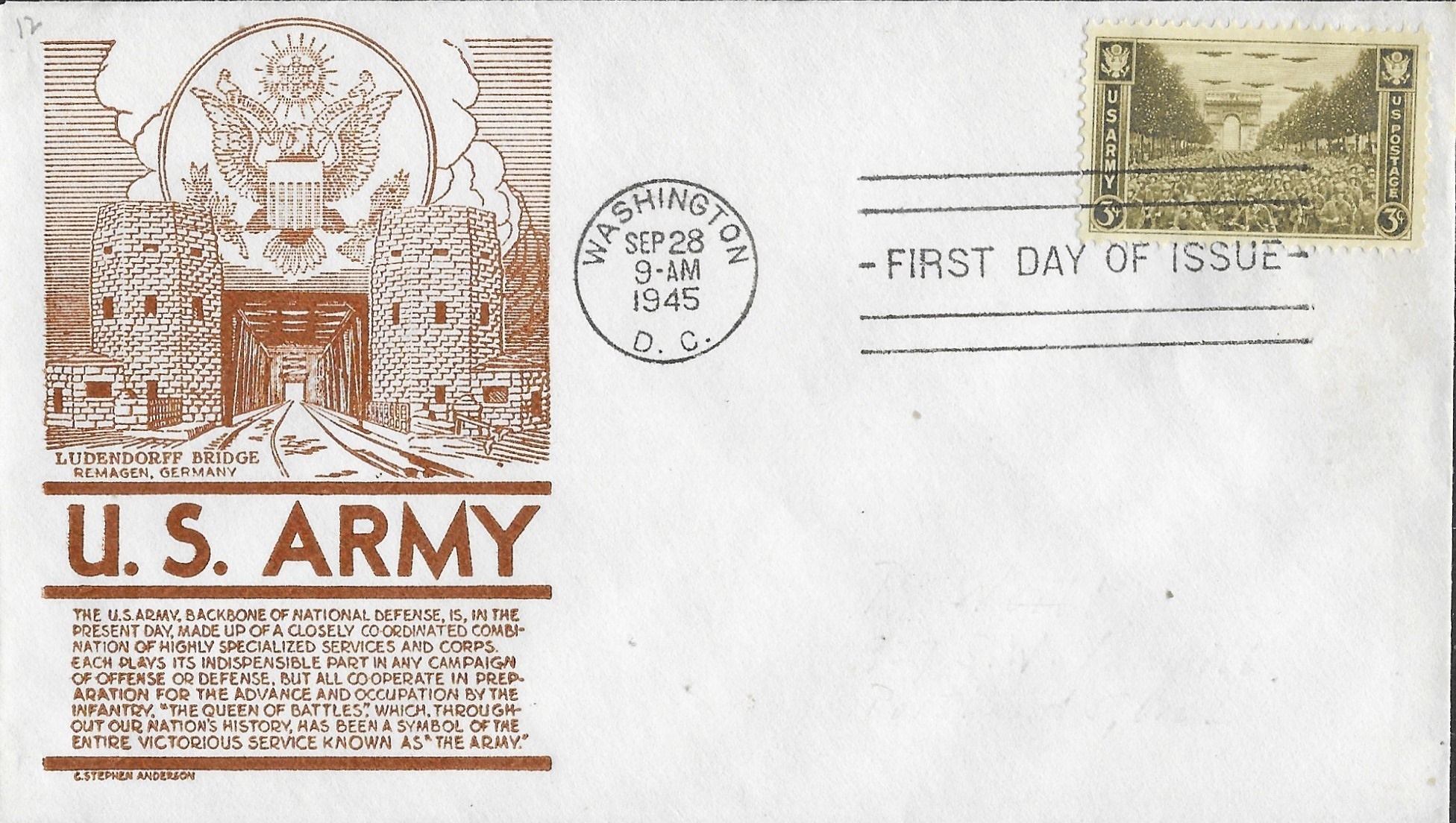 1945 FDC, #934, 3c U.S. Army, Anderson - single / block of 4 | United ...