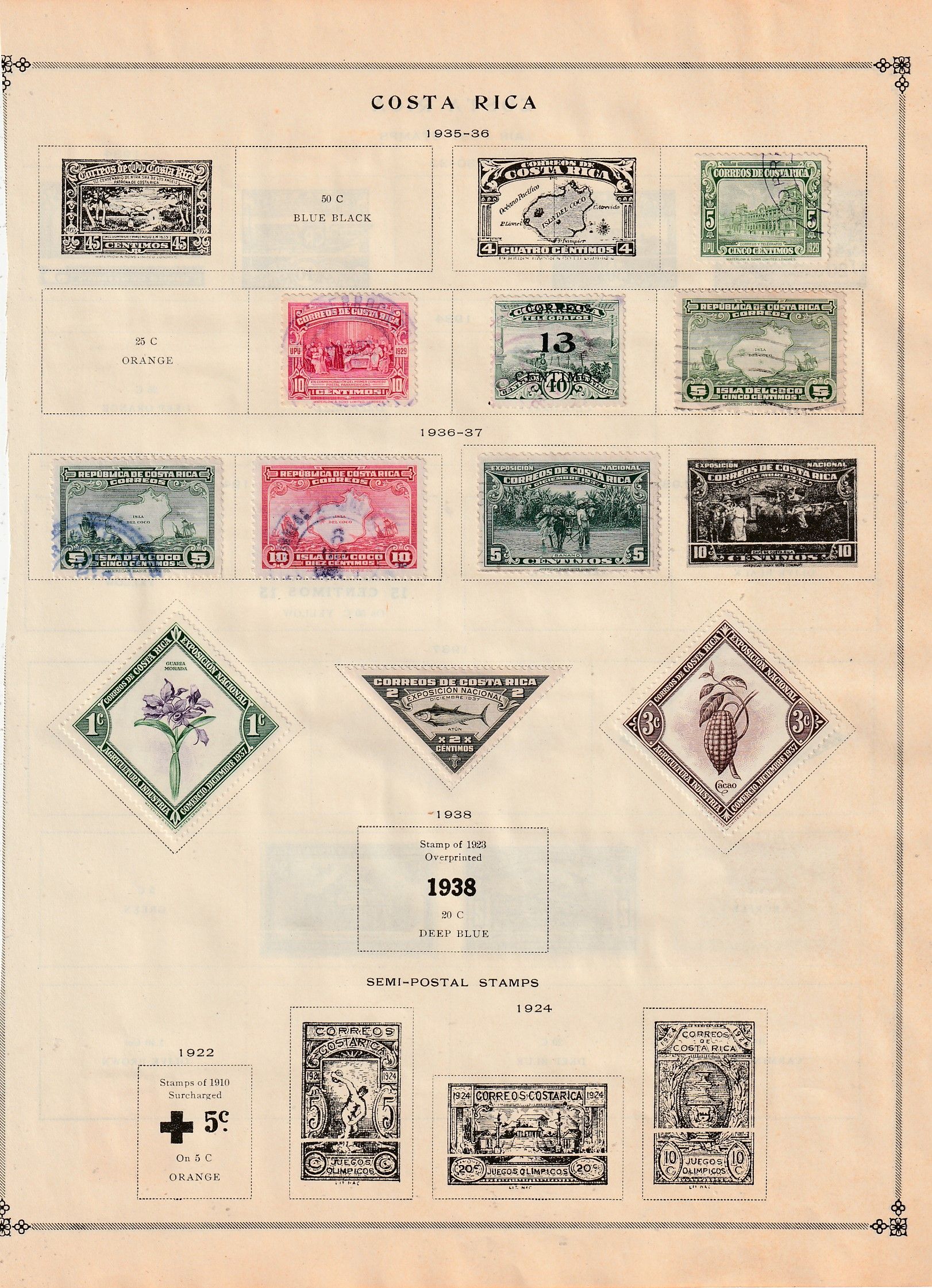 Costa Rica Collection - 6 Scans, All the stamps are in the scans ...