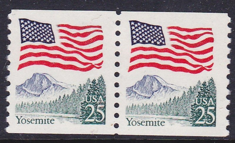Pair 25c Flag Over Yosemite US 2280, US 2280a MNH, F-VF Lot (2 ...
