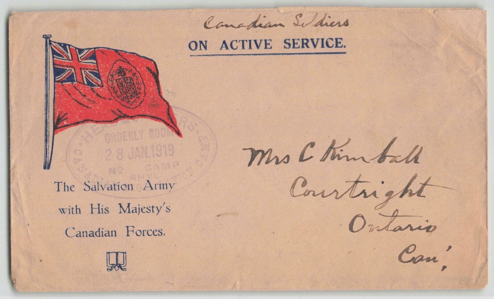 Canada 1919 WWI Segregation Camp Rhyl UK Salvation Army Patriotic ...