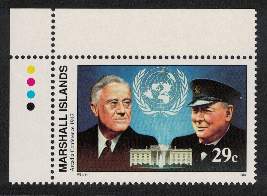 Marshall Is. President Franklin Roosevelt Winston Churchill Corner 1992 ...