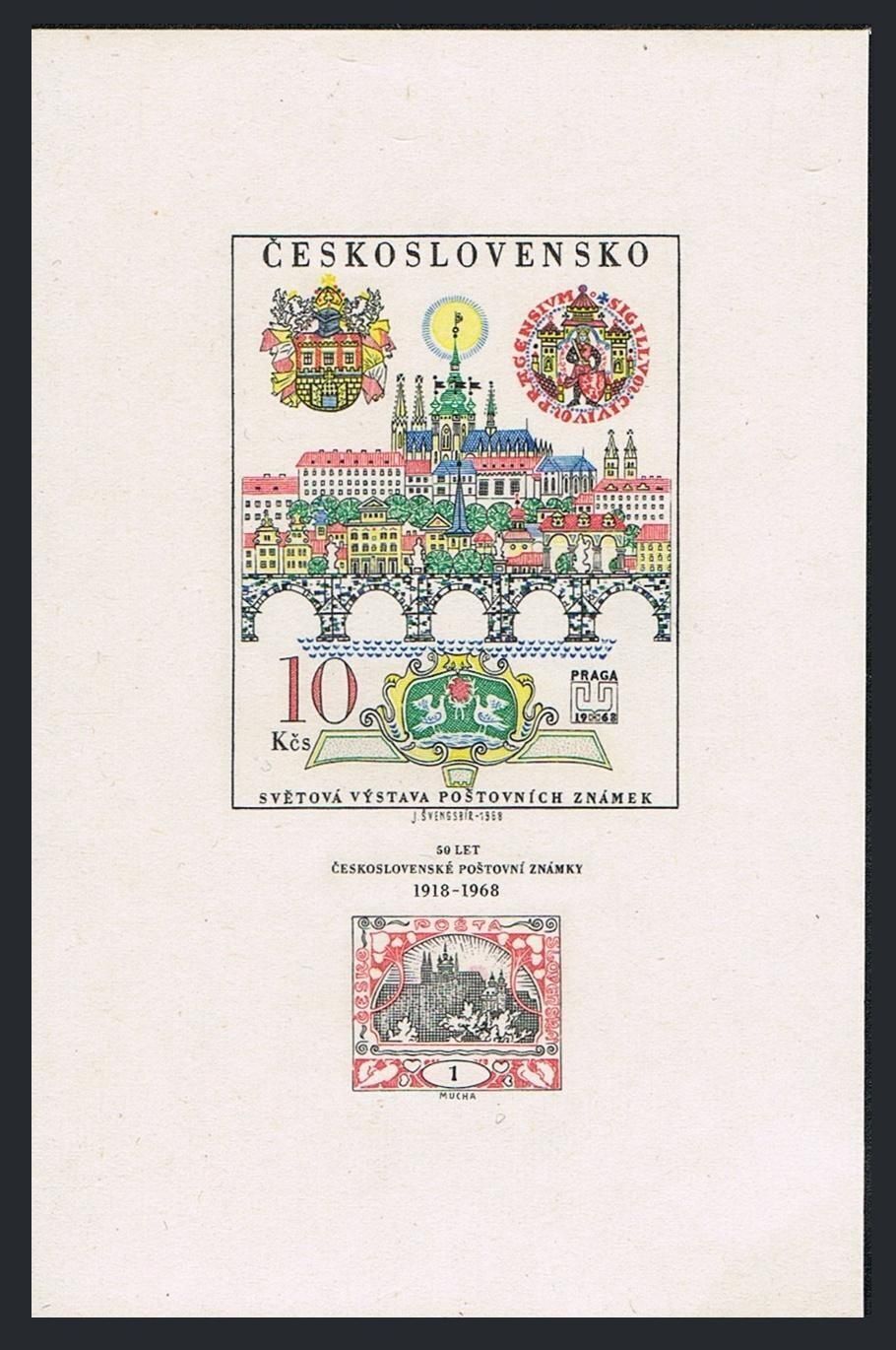 Czechoslovakia 1554, MNH. Mi Bl.29. PRAGUE-1968, Czechoslovak Postage ...