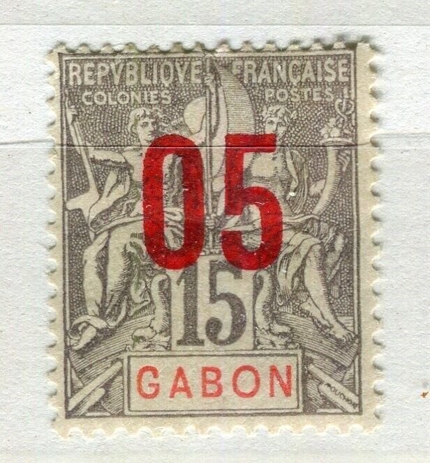 FRENCH COLONIES; Early 1900s Tablet type surcharged 05c. value, Gabon ...