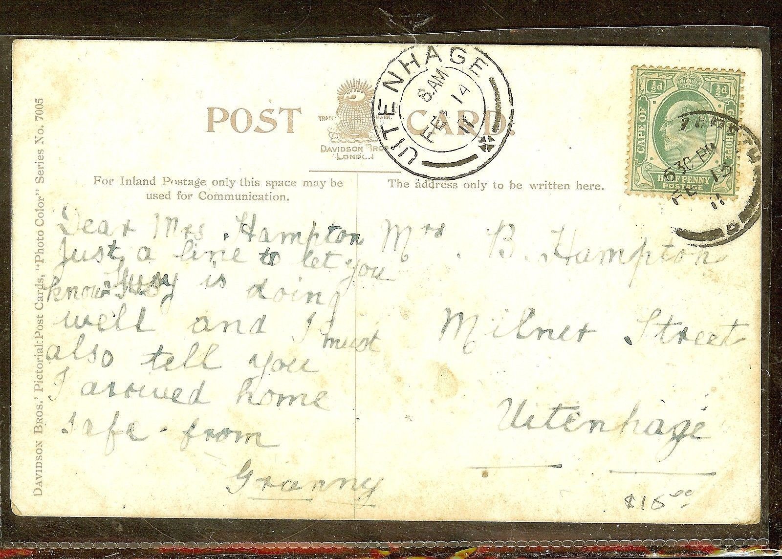 Cape of Good Hope (P0206B) 1911 PPC Port Elizabeth KE 1/2d Local ...