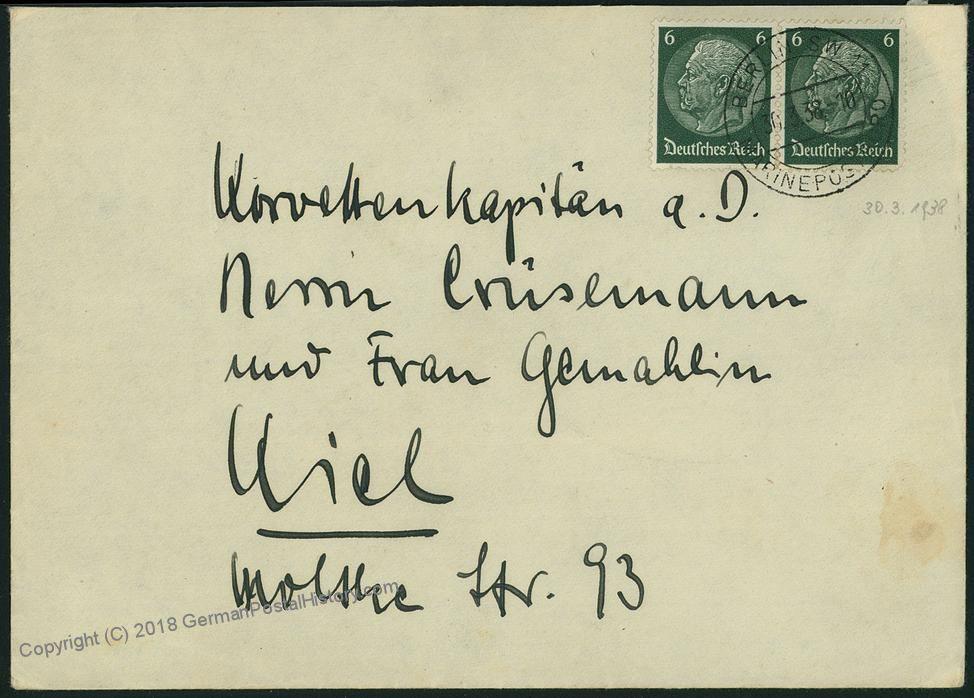German Navy Spanish Civil War UBoot U32 Berlin SW11 Submarine Feldpost ...