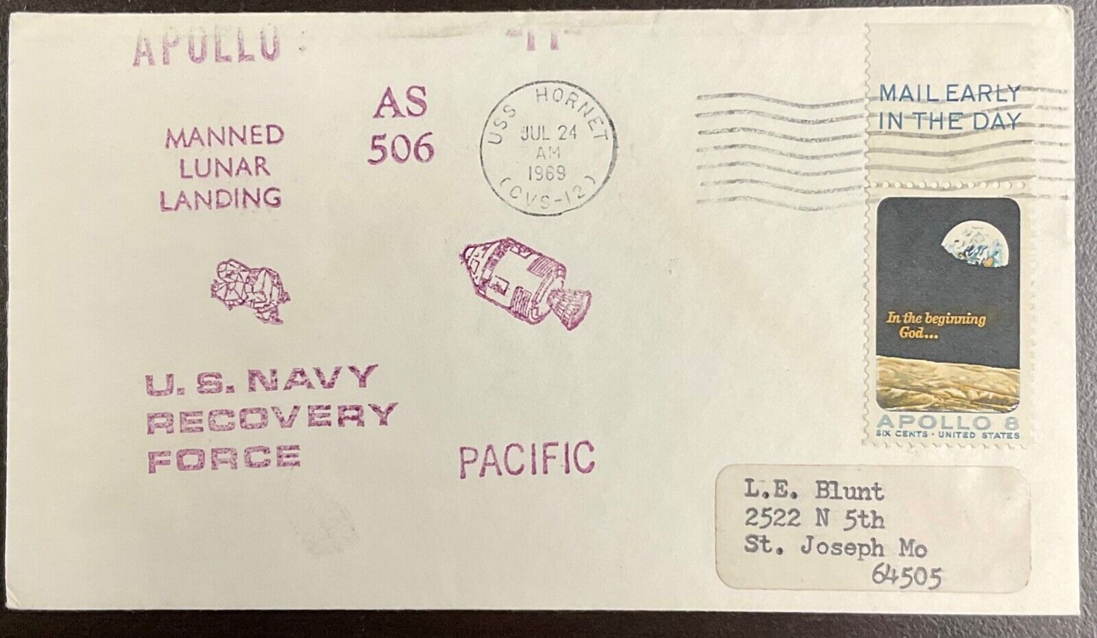 Apollo 11 Cover USS Hornet Recovery of Space Capsule 1969 | United ...