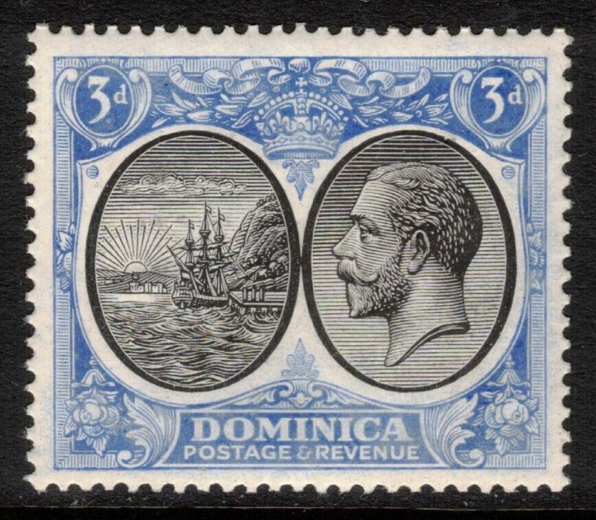 DOMINICA 1923 3d George V/ Colony Badge; Scott 73, SG 79; MNH ...