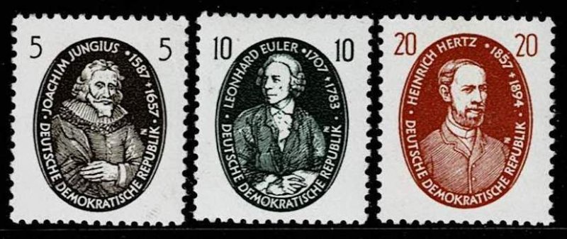 DDR 1957,Sc.#352-354 MNH J. Jungius, L. Euler, H. Hertz | Europe ...