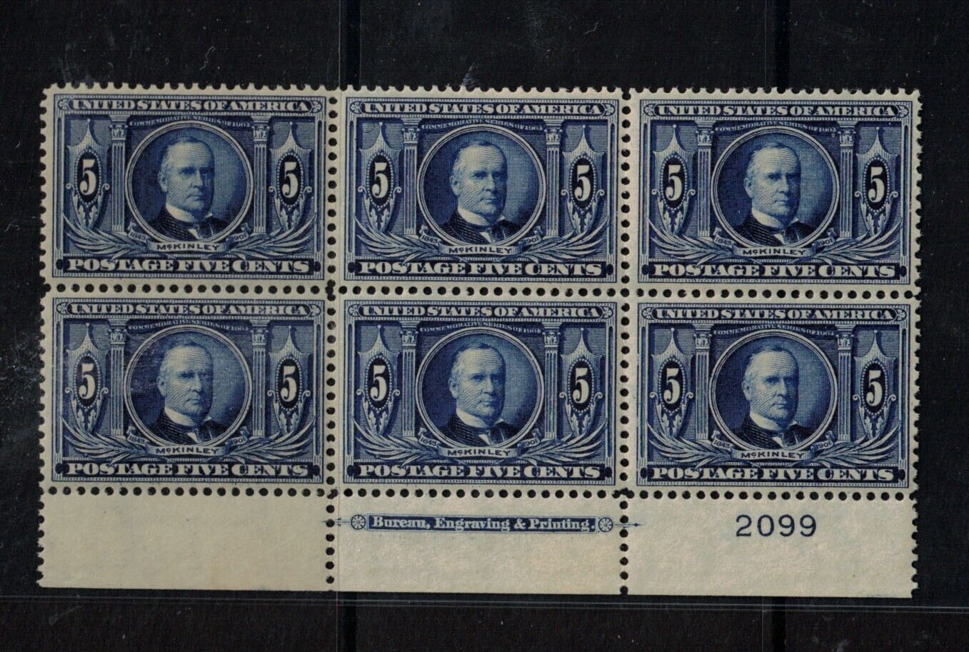 USA #326 Very Fine Never Hinged Plate Block Of Six **With Certificate ...