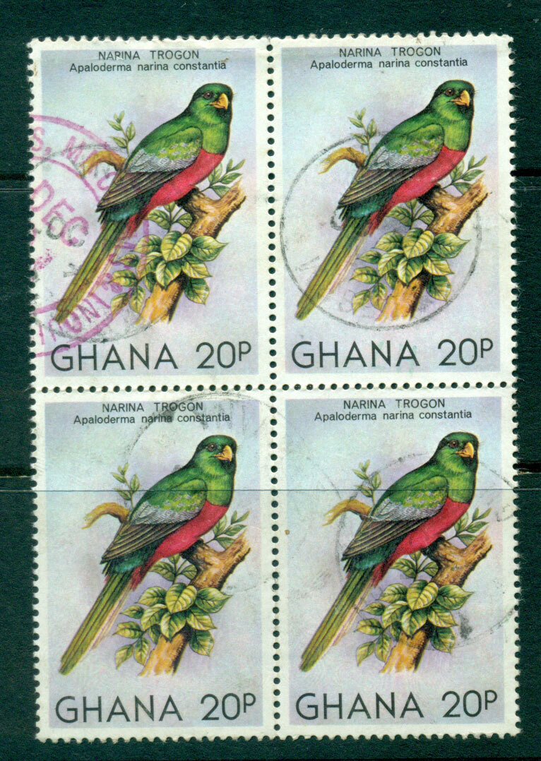 Ghana 1981 20p Parrot Block 4 FU Lot27686 | Africa - Ghana, Stamp ...